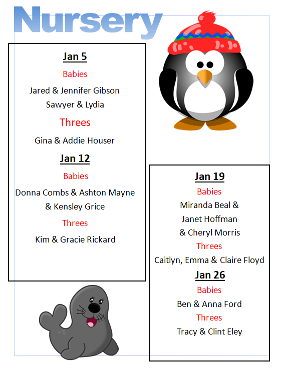 Children’s Church & Nursery Schedules – Boger City Baptist Church